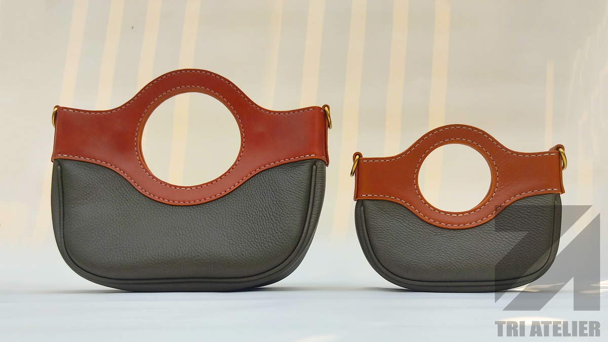 DIY leather bag pattern - Circle handles women's bag - Leather pattern ...