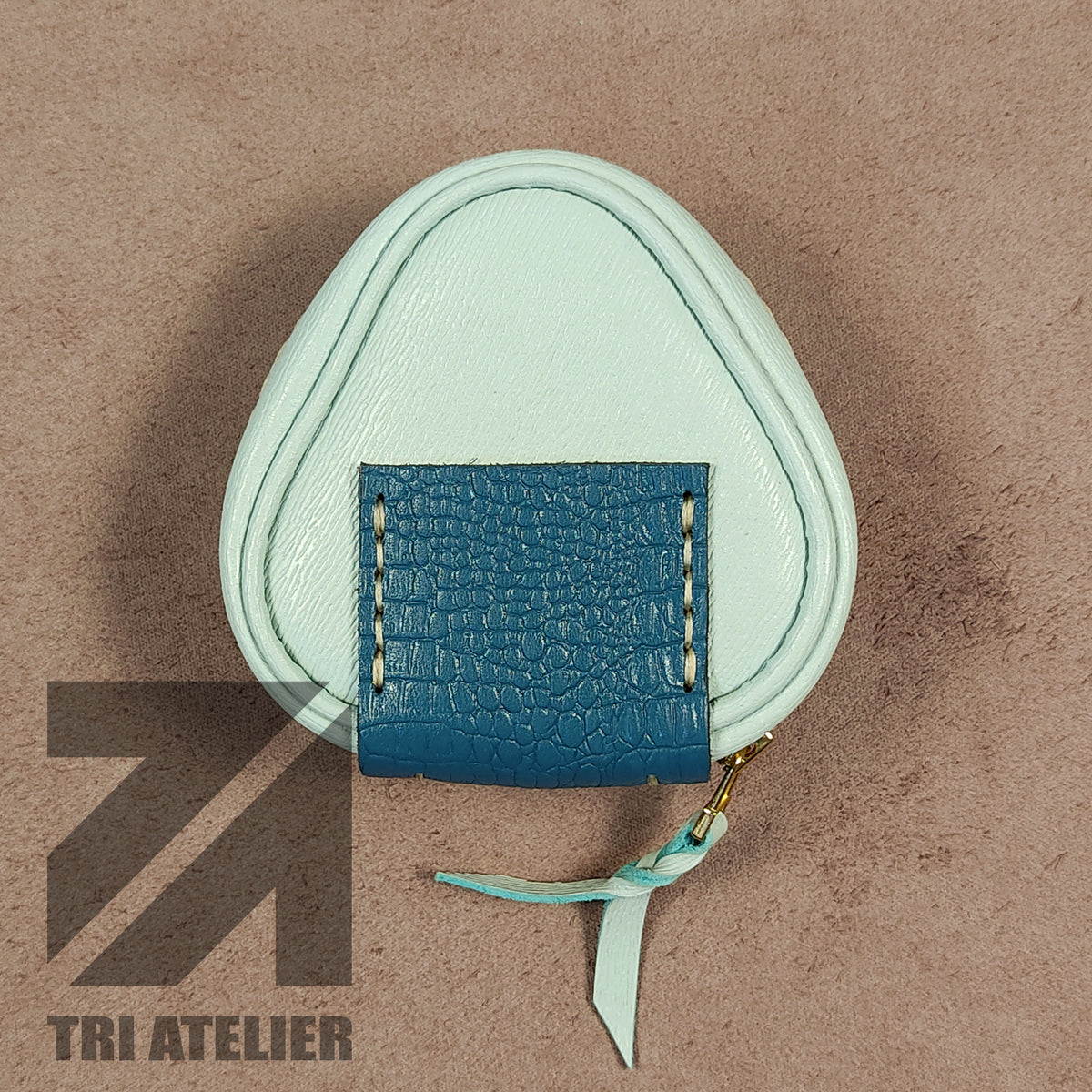 DIY leather coin purse with zipper - Onigiri zipper coin purse / coin ...